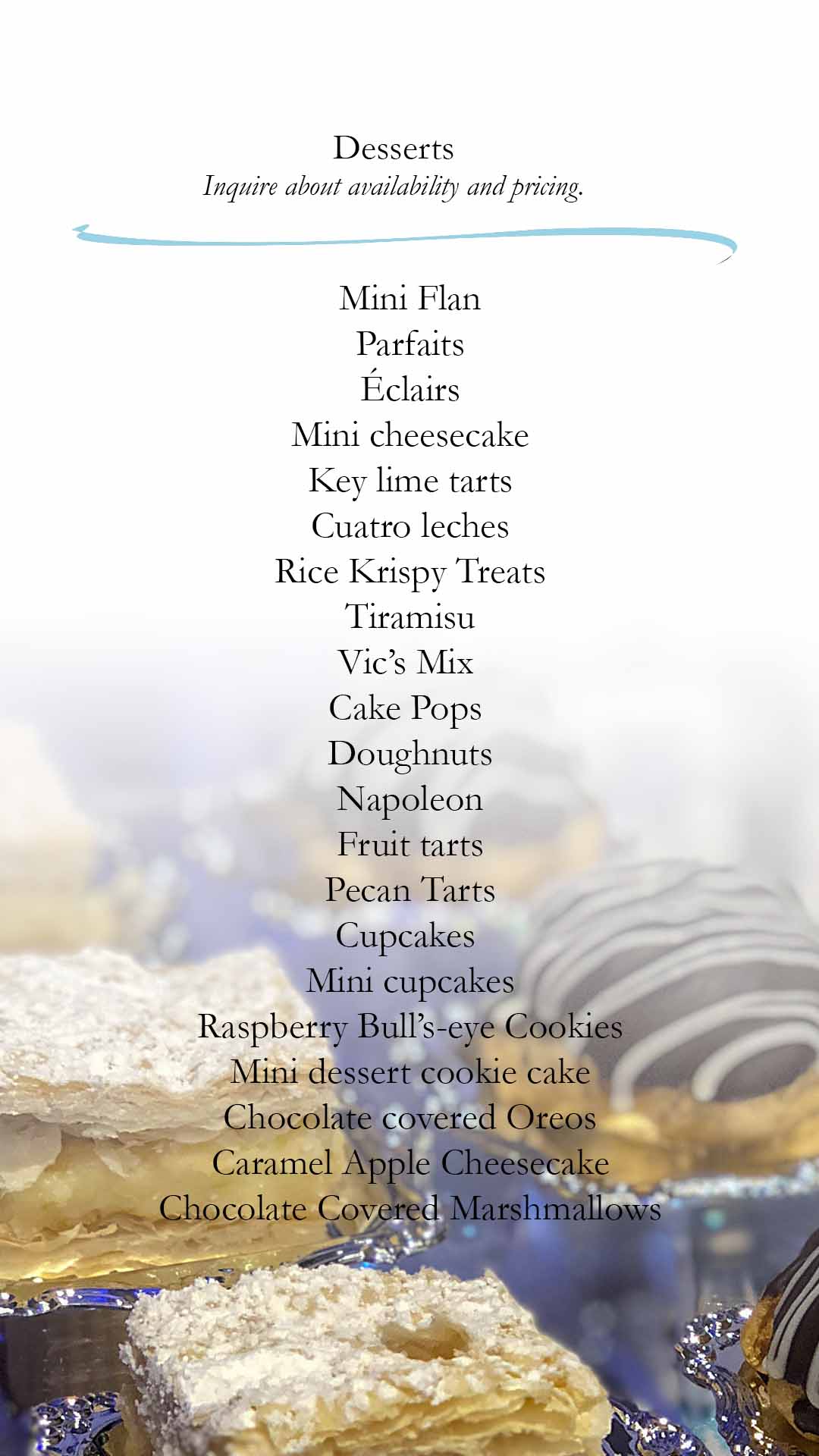Elegant Desserts Menu